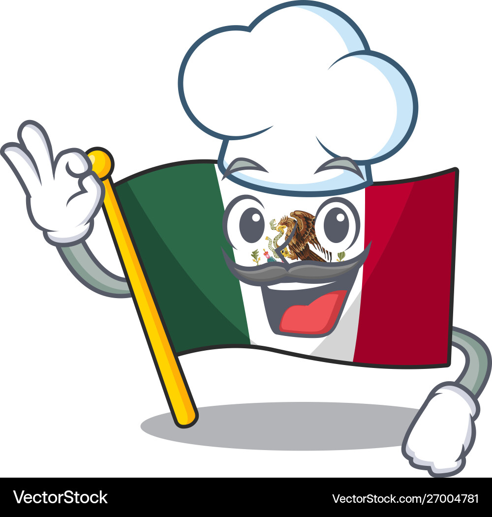 Chef flag mexico character in mascot shaped Vector Image