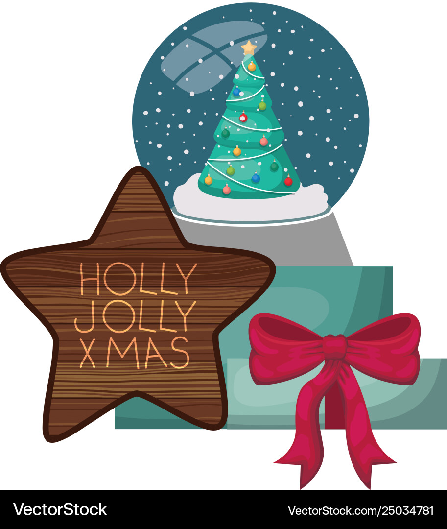 Crystal ball with gift box isolated icon Vector Image