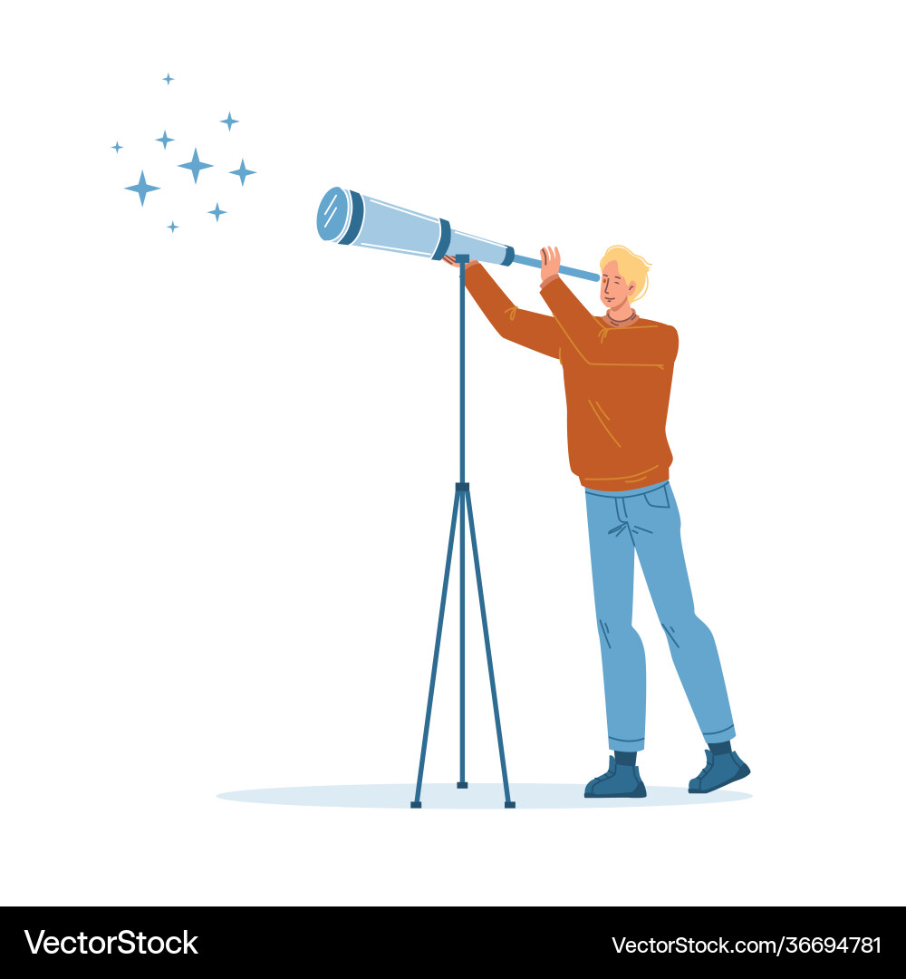 Flat cartoon character look into distance Vector Image