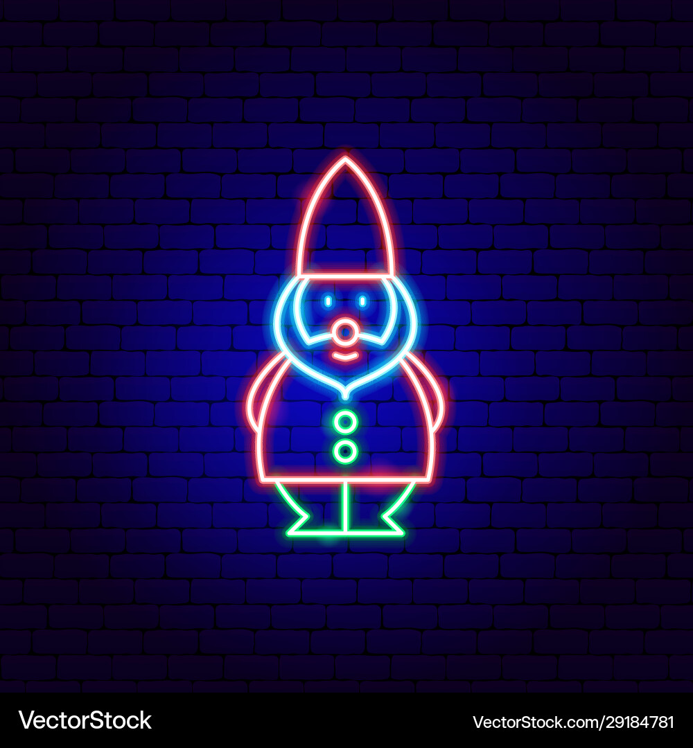 Garden gnome neon sign Royalty Free Vector Image