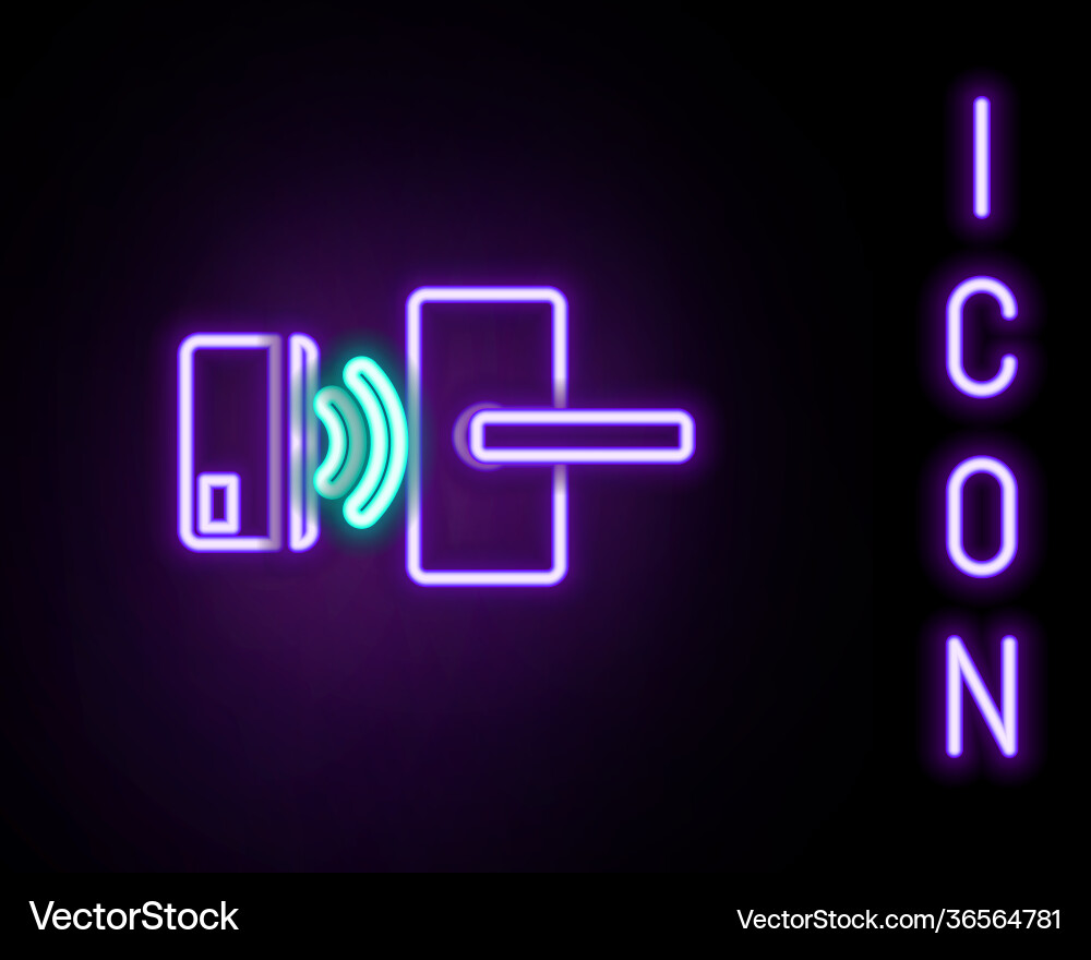Glowing neon line digital door lock with wireless Vector Image