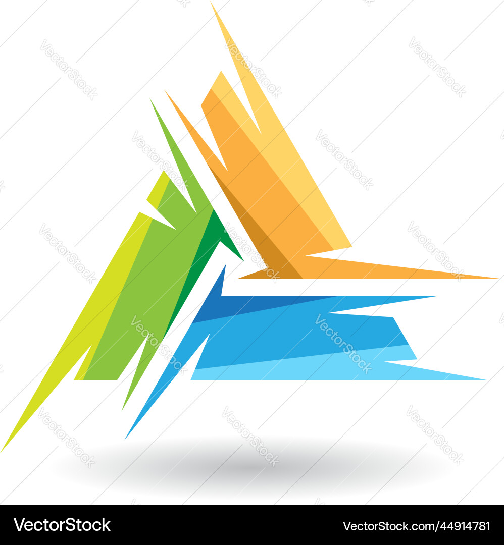 Green yellow and blue shaded rough triangle Vector Image
