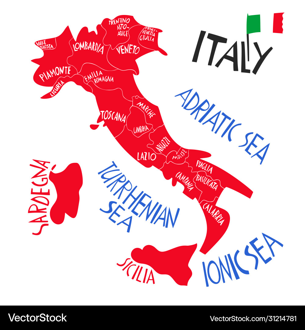 Hand drawn stylized map italian republic Vector Image