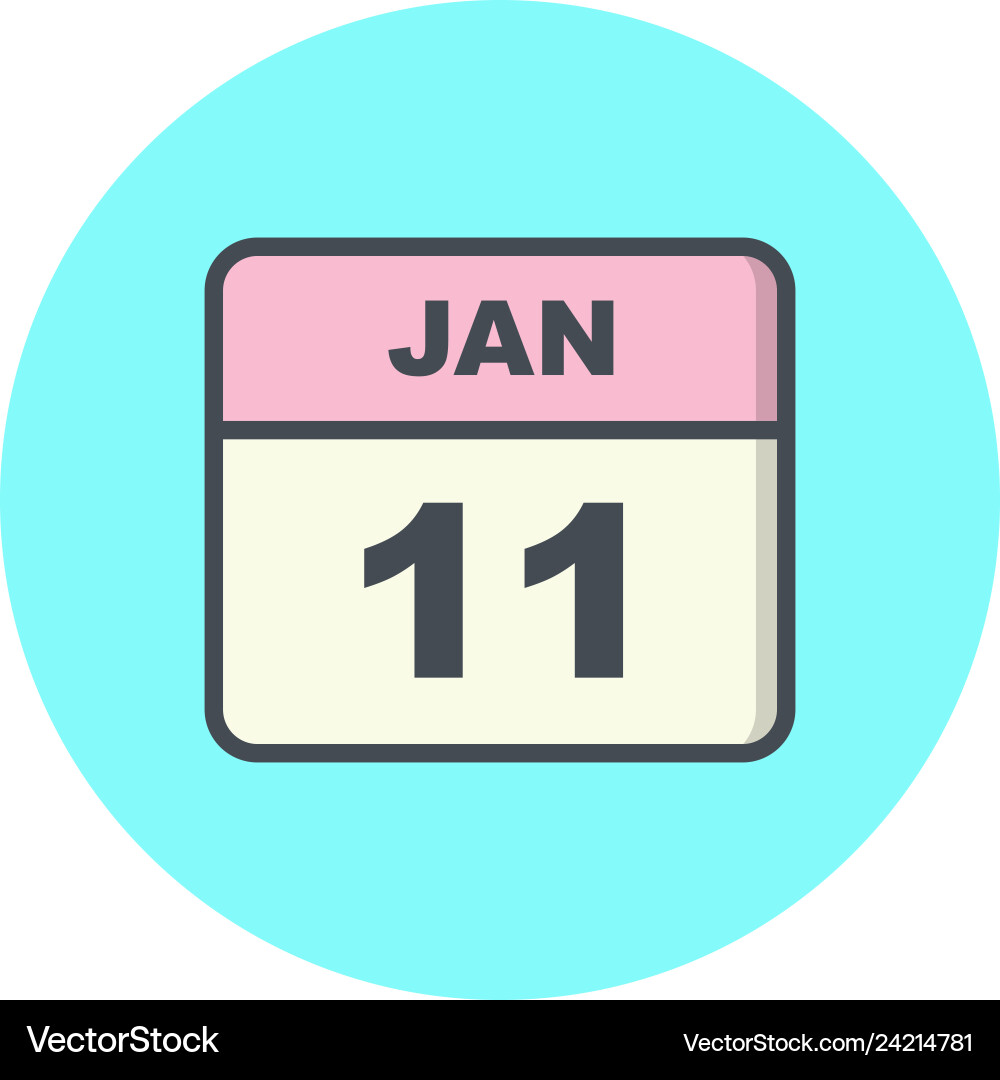 January 11th date on a single day calendar Vector Image