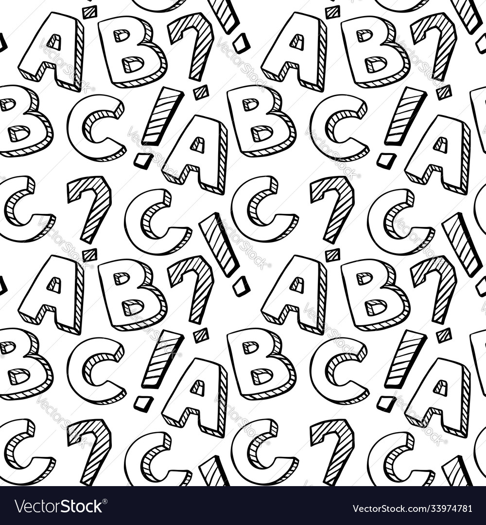 Letters abc child drawing black line letter Vector Image