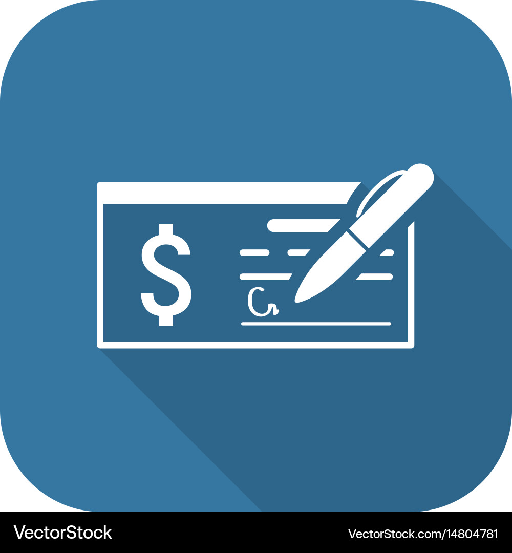 Money check business icon flat design Royalty Free Vector