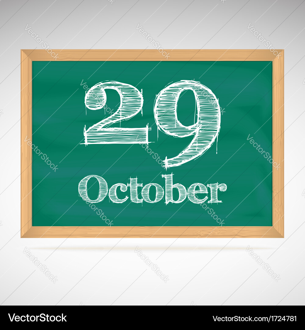 October inscription in chalk on a blackboard Vector Image