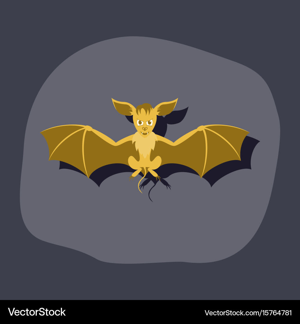 Paper sticker on stylish background cute bat Vector Image