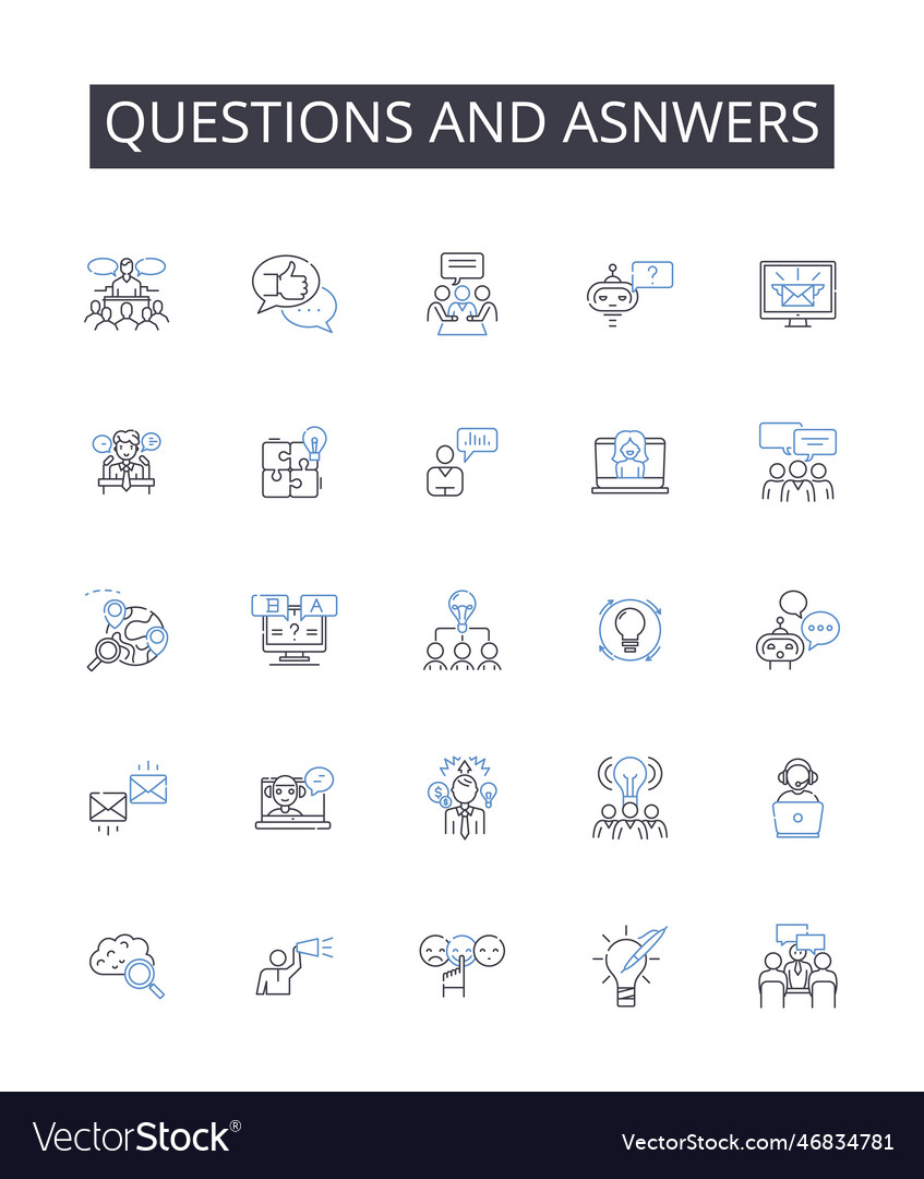 Questions and asnwers line icons collection Vector Image