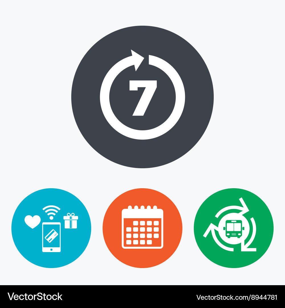 Return of goods within 7 days sign icon Royalty Free Vector