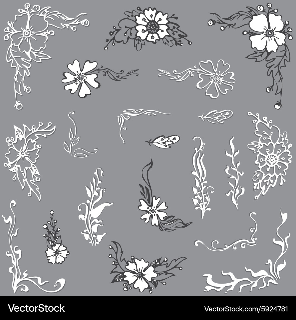 Set of design flowers Royalty Free Vector Image
