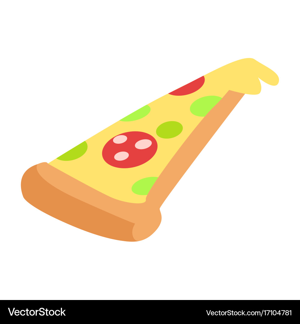 Slice of hand drawn appetizing pepperoni pizza Vector Image
