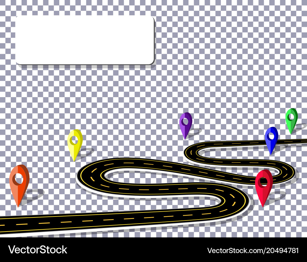 Winding road with signs on a checker background Vector Image
