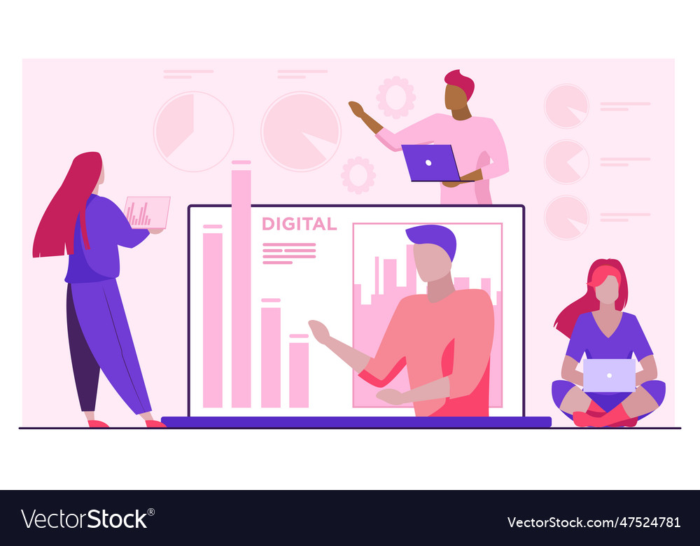 Workgroup analyzing report Royalty Free Vector Image