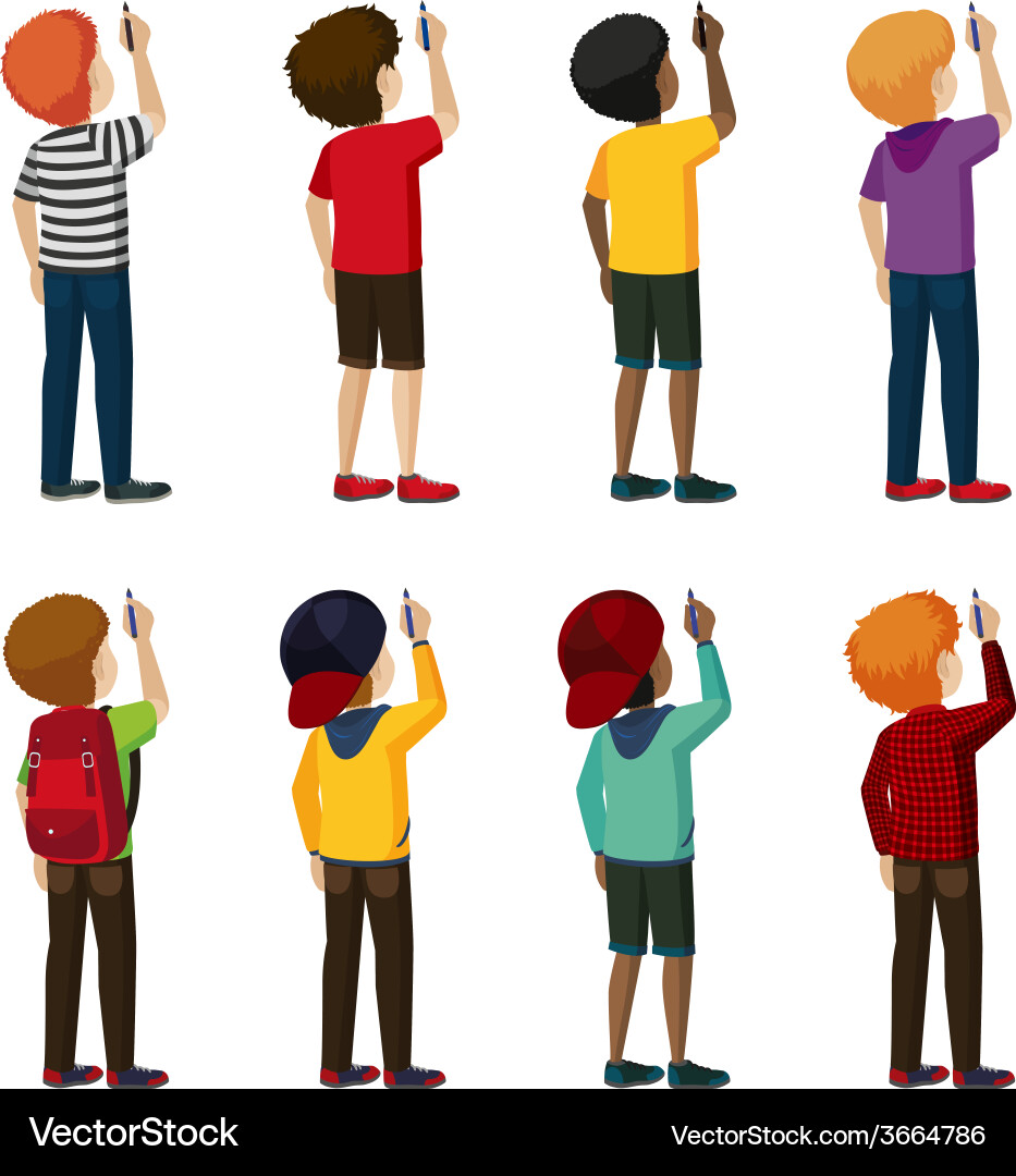 A group of faceless kids Royalty Free Vector Image