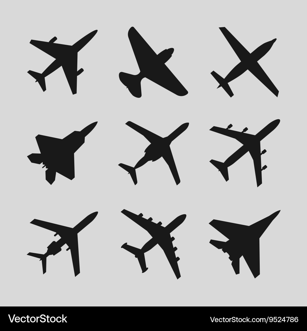 Airplane aircraft icons Royalty Free Vector Image
