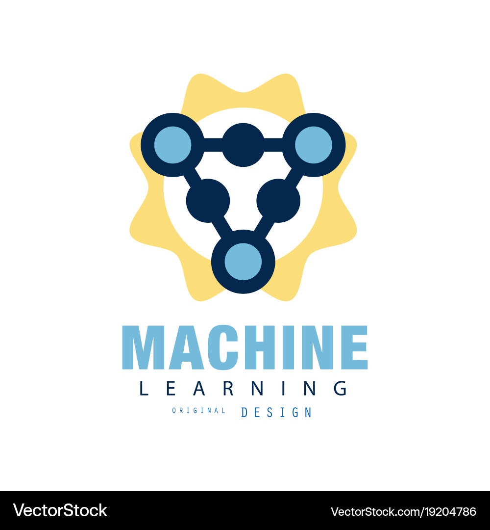 Creative flat logo of machine learning computer Vector Image