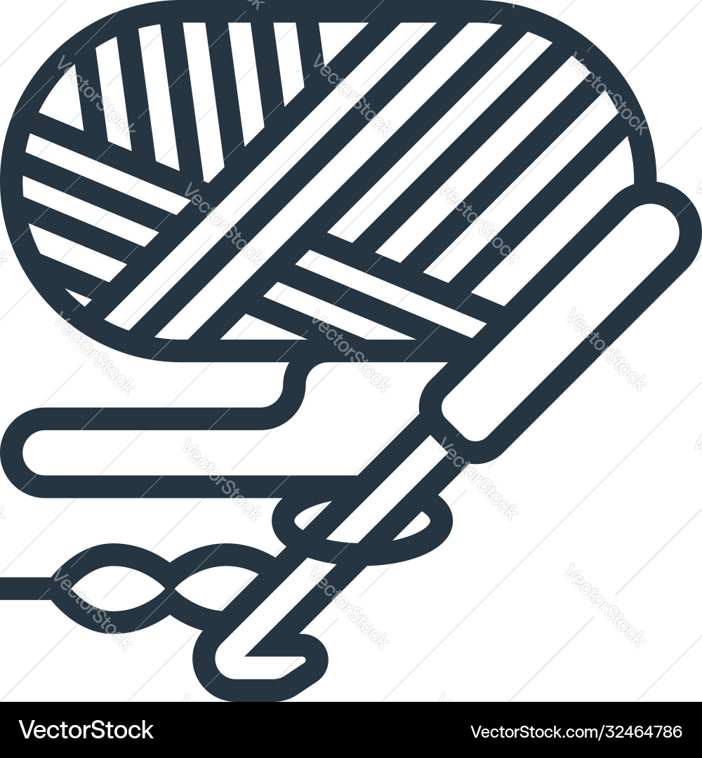 Crochet icon isolated on white background outline Vector Image