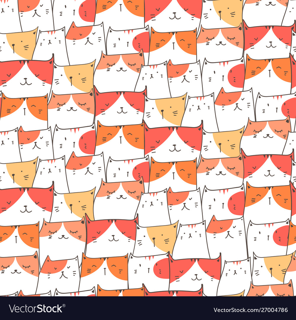 Cute cat seamless pattern background Royalty Free Vector