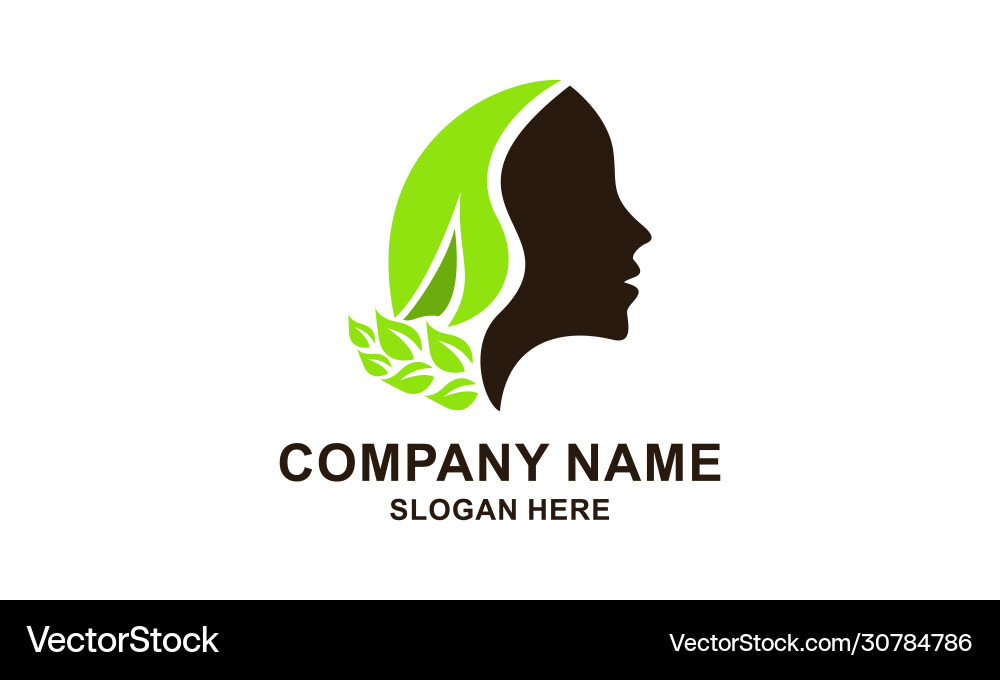 Face leaf woman ecology green leaf logo Royalty Free Vector