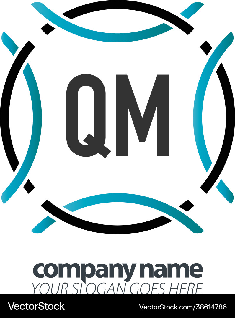 Initial letter qm circle sport logo design Vector Image