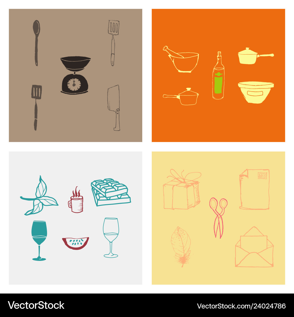 Kitchen set icon in vintage hand drawn style Vector Image