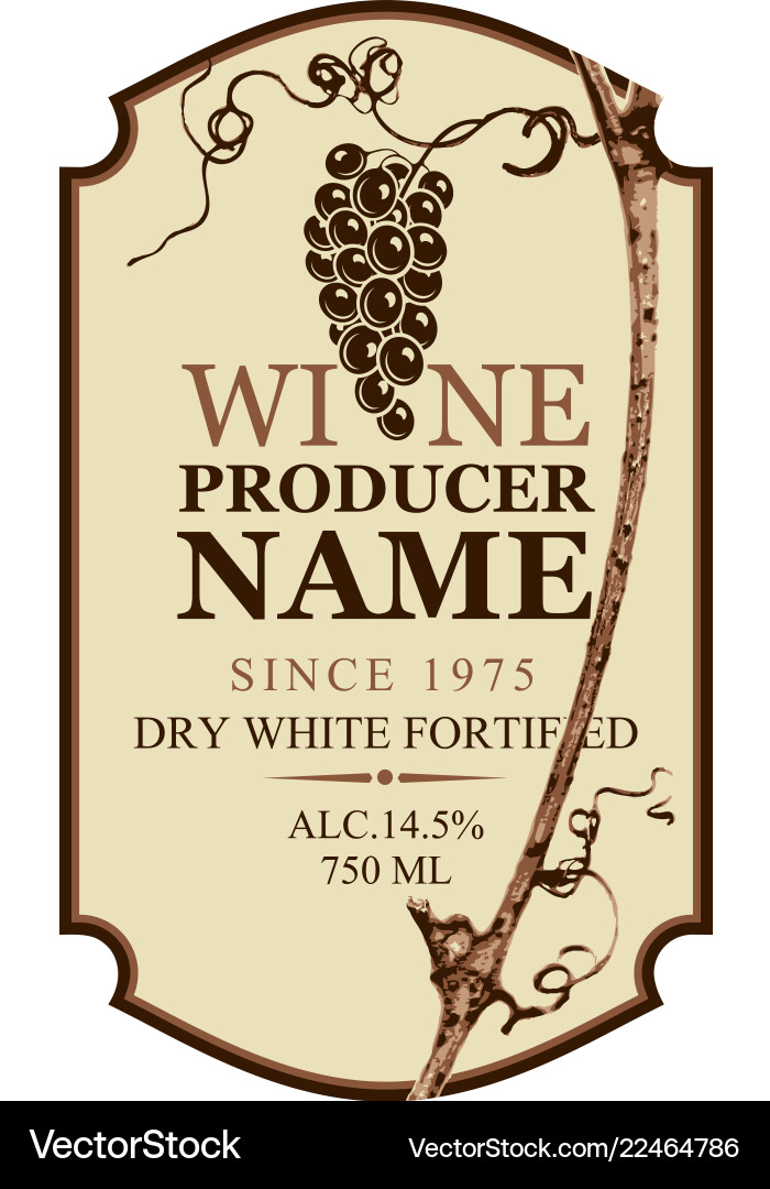 Label for wine with the grape vine and bunch Vector Image