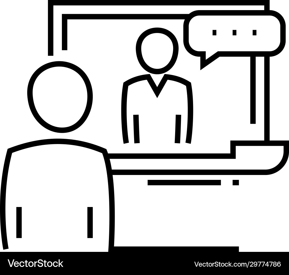 Online support line icon concept sign outline Vector Image