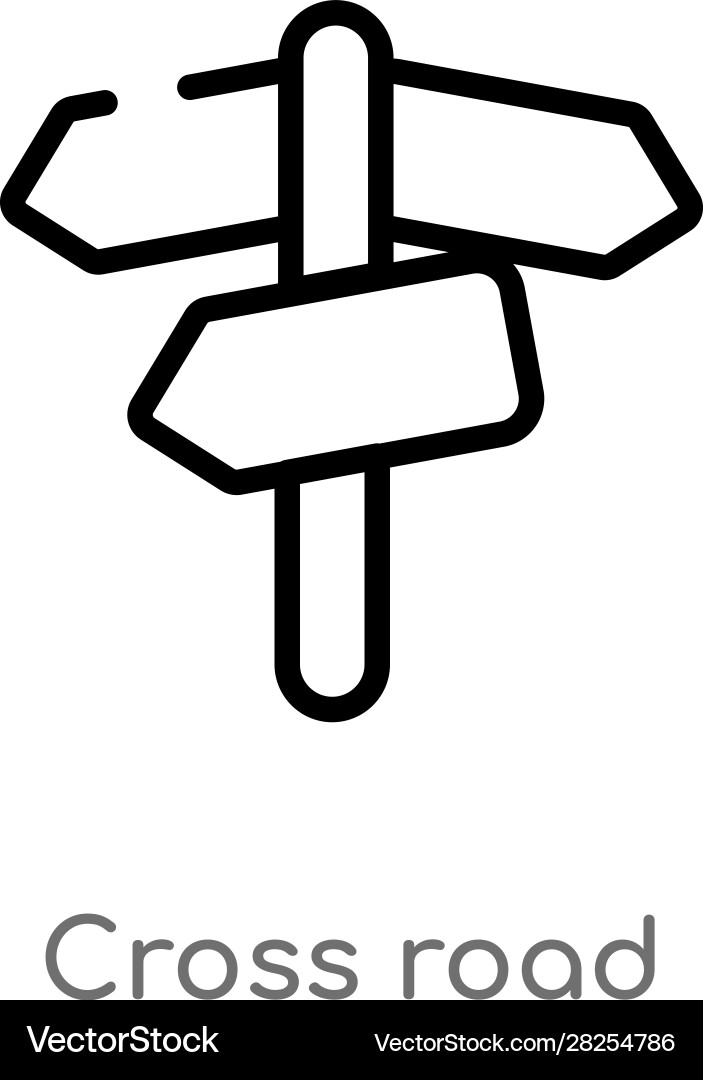 Outline cross road icon isolated black simple Vector Image