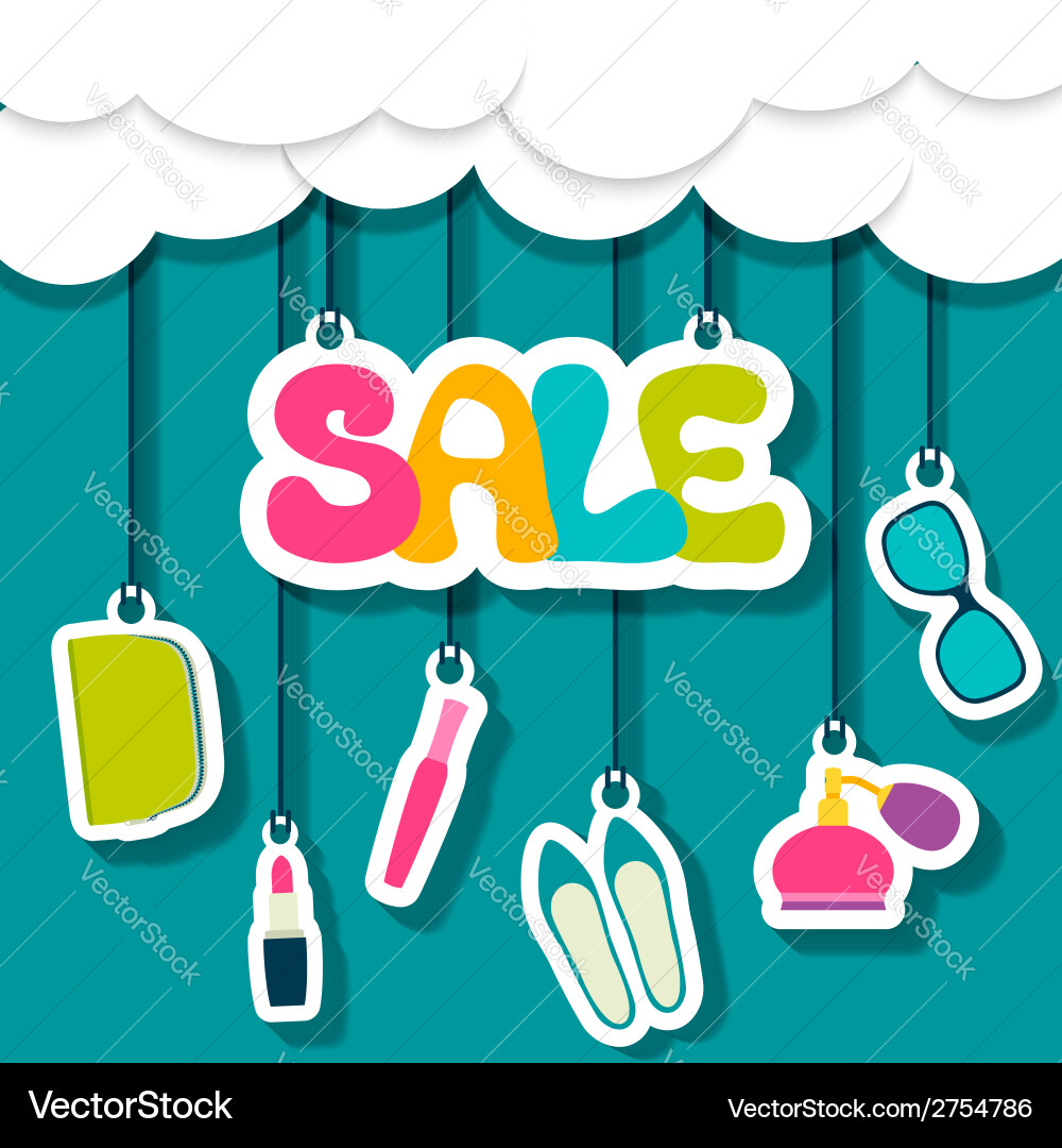 Sale label in the clouds Royalty Free Vector Image