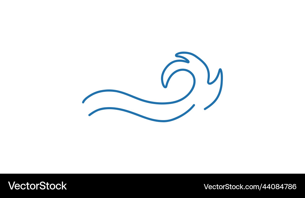 Sea wave doodle ocean curl waves marine Royalty Free Vector