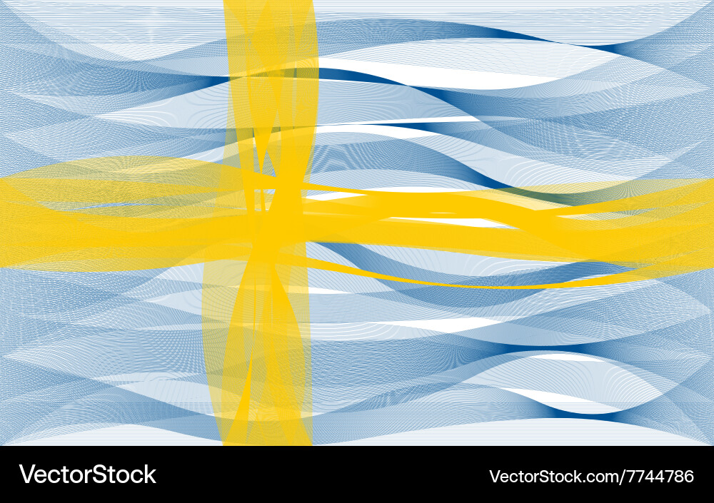 Wave line flag of sweden Royalty Free Vector Image