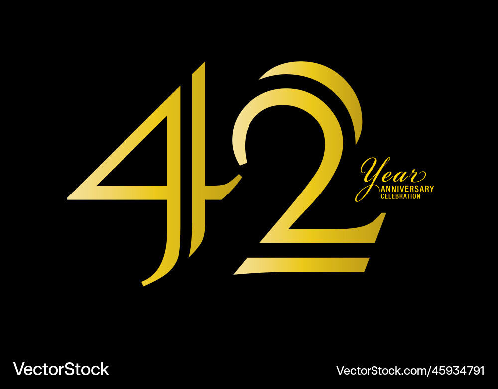 42 years anniversary celebration logotype gold Vector Image