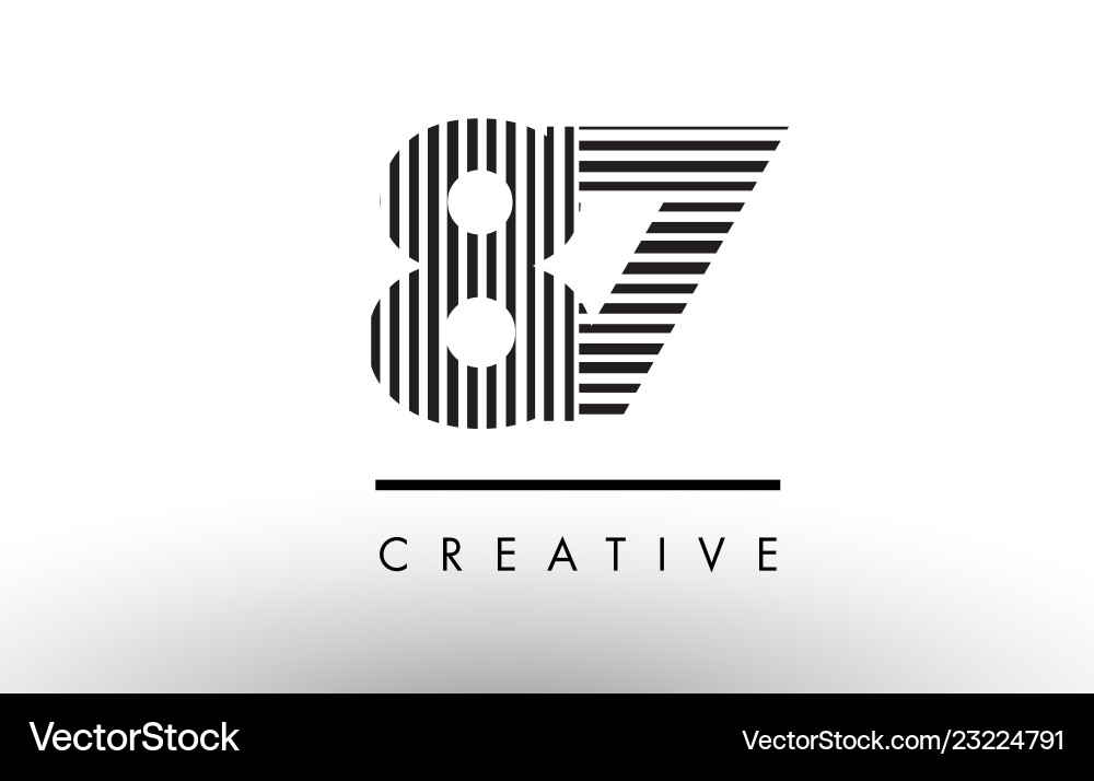 87 black and white lines number logo design Vector Image