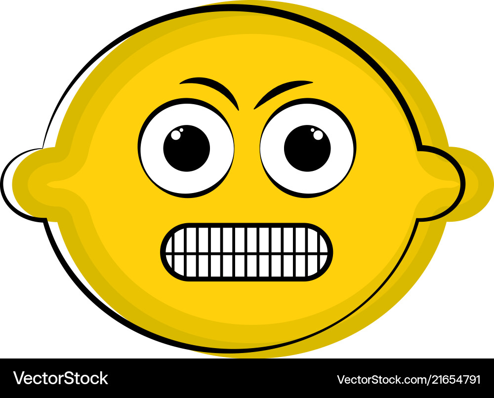 Angry lemon cartoon character emote Royalty Free Vector