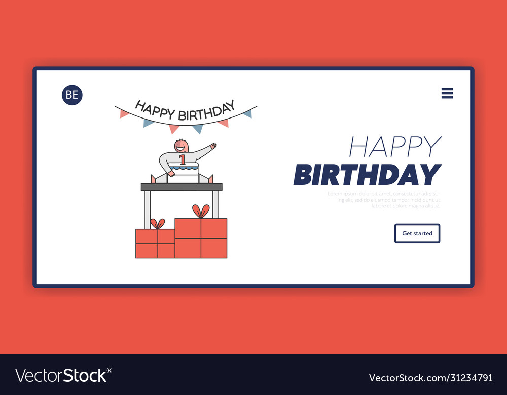 Birthday celebration concept website landing page Vector Image