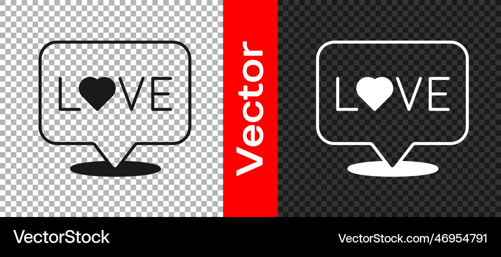 Black love text icon isolated on transparent Vector Image