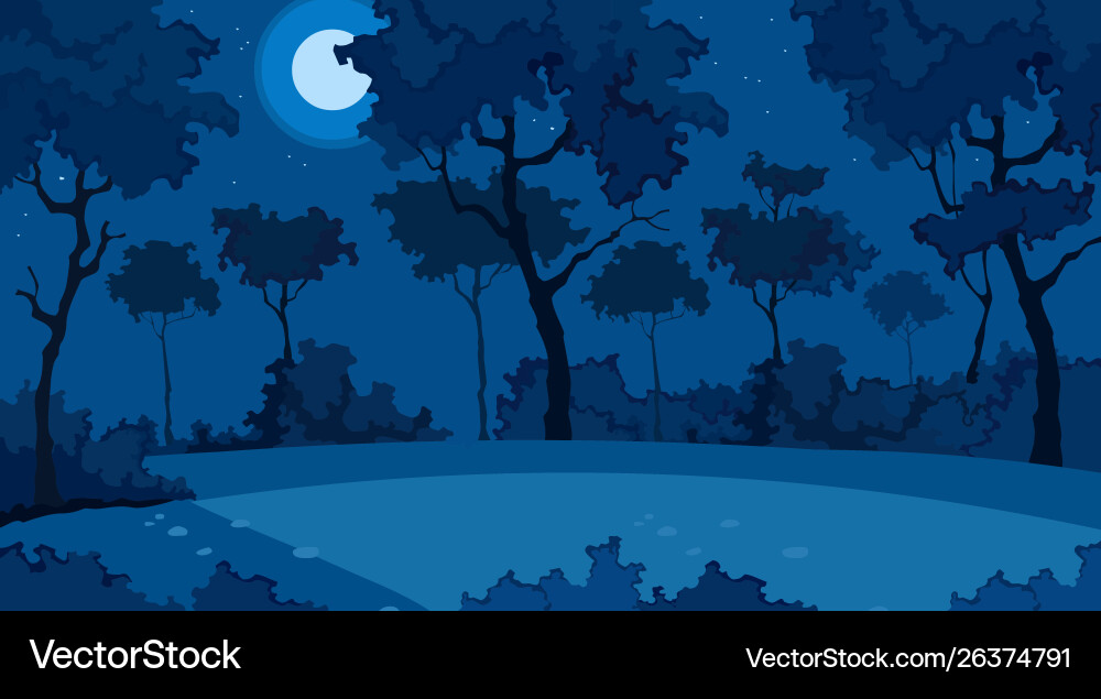 Blue background cartoon summer forest on a Vector Image