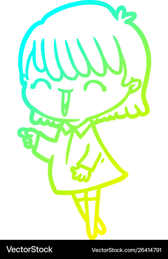 Cold gradient line drawing cartoon woman Vector Image