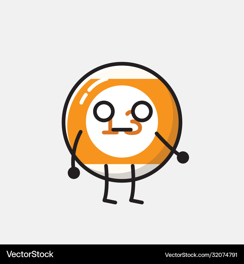 Cute billiard ball mascot character in flat Vector Image