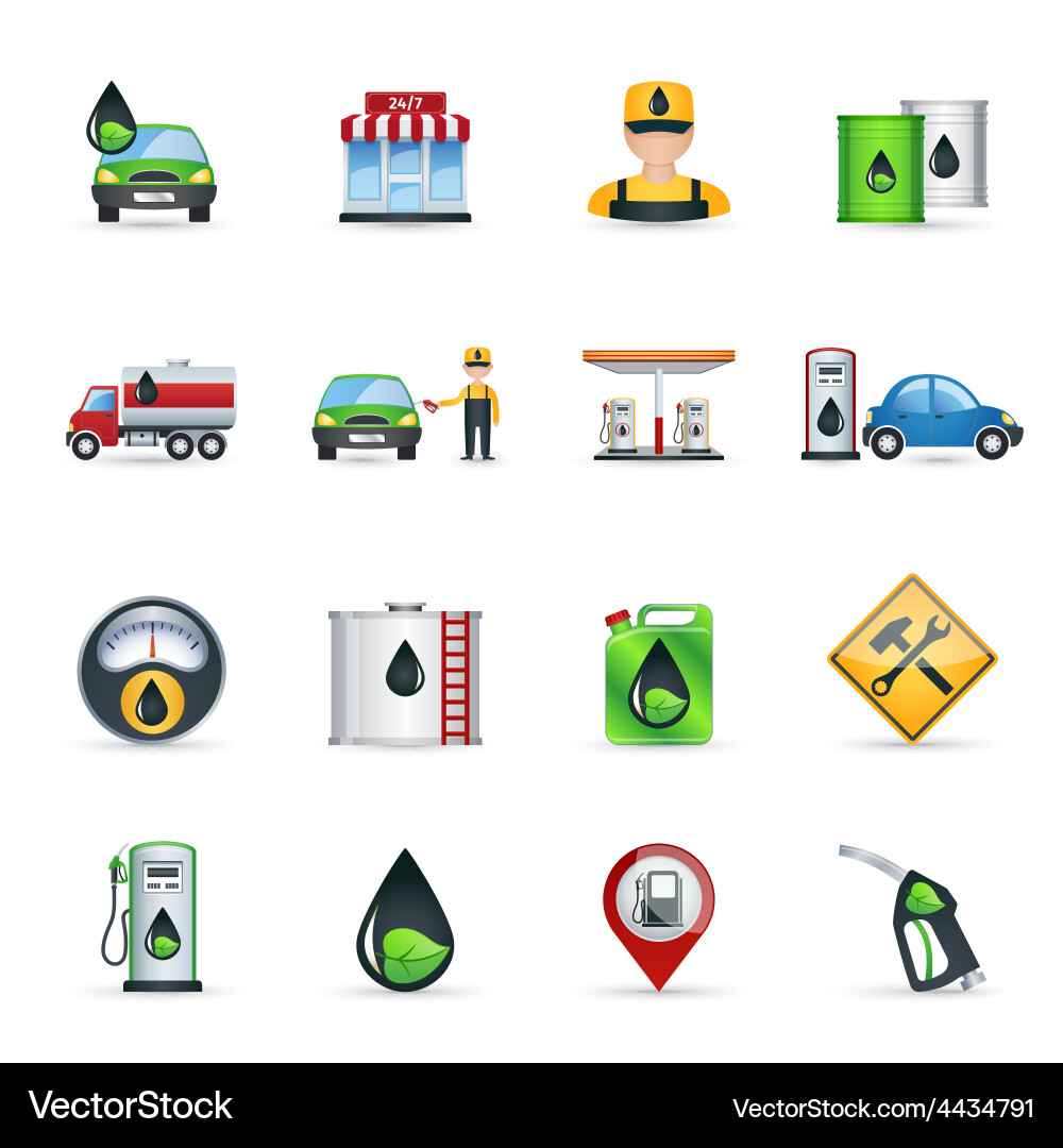 Gas station icons set Royalty Free Vector Image