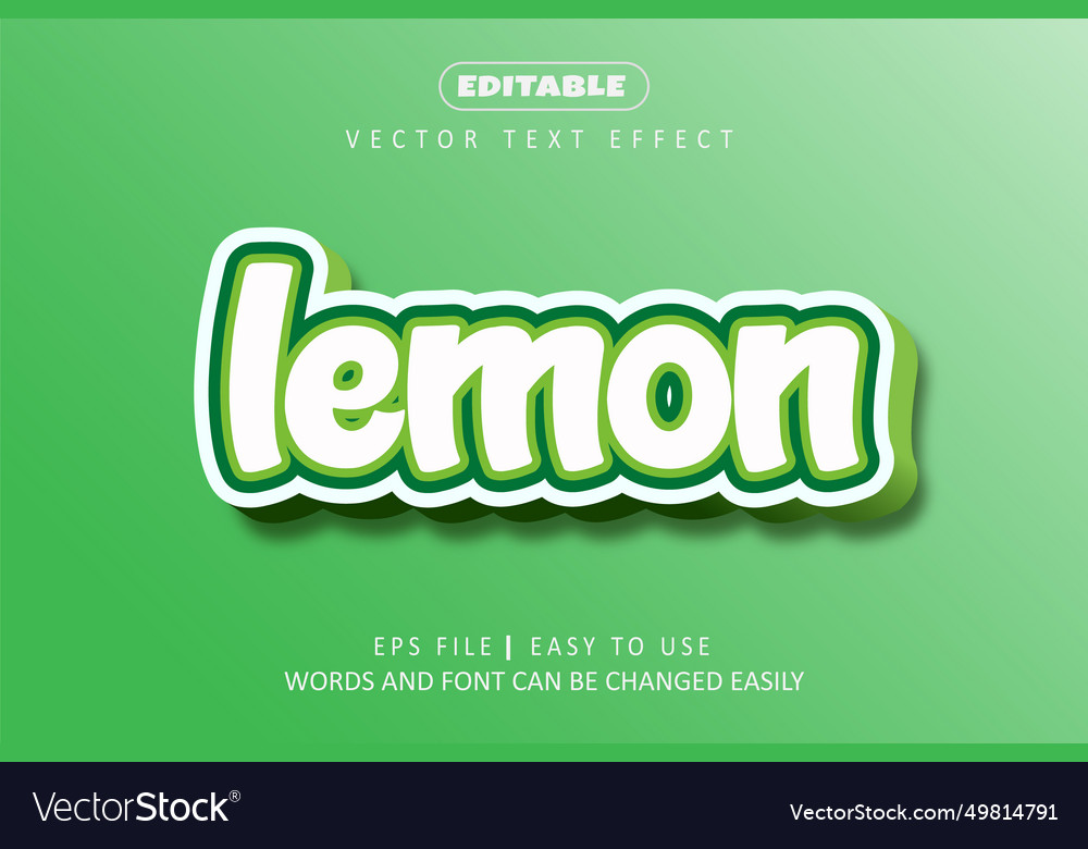 Lemon 3d text effect Royalty Free Vector Image