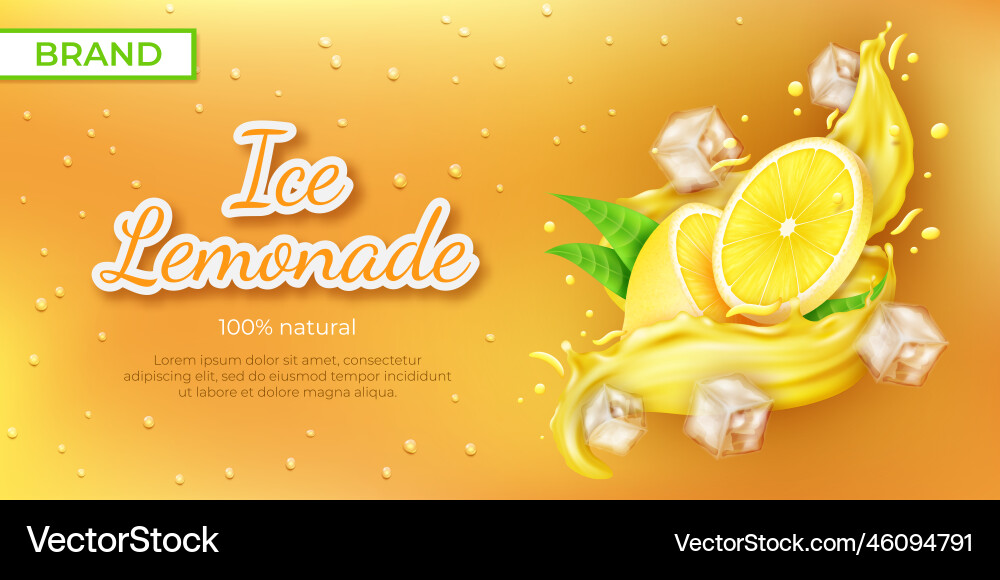 Lemon background lemonade juice banner fresh Vector Image