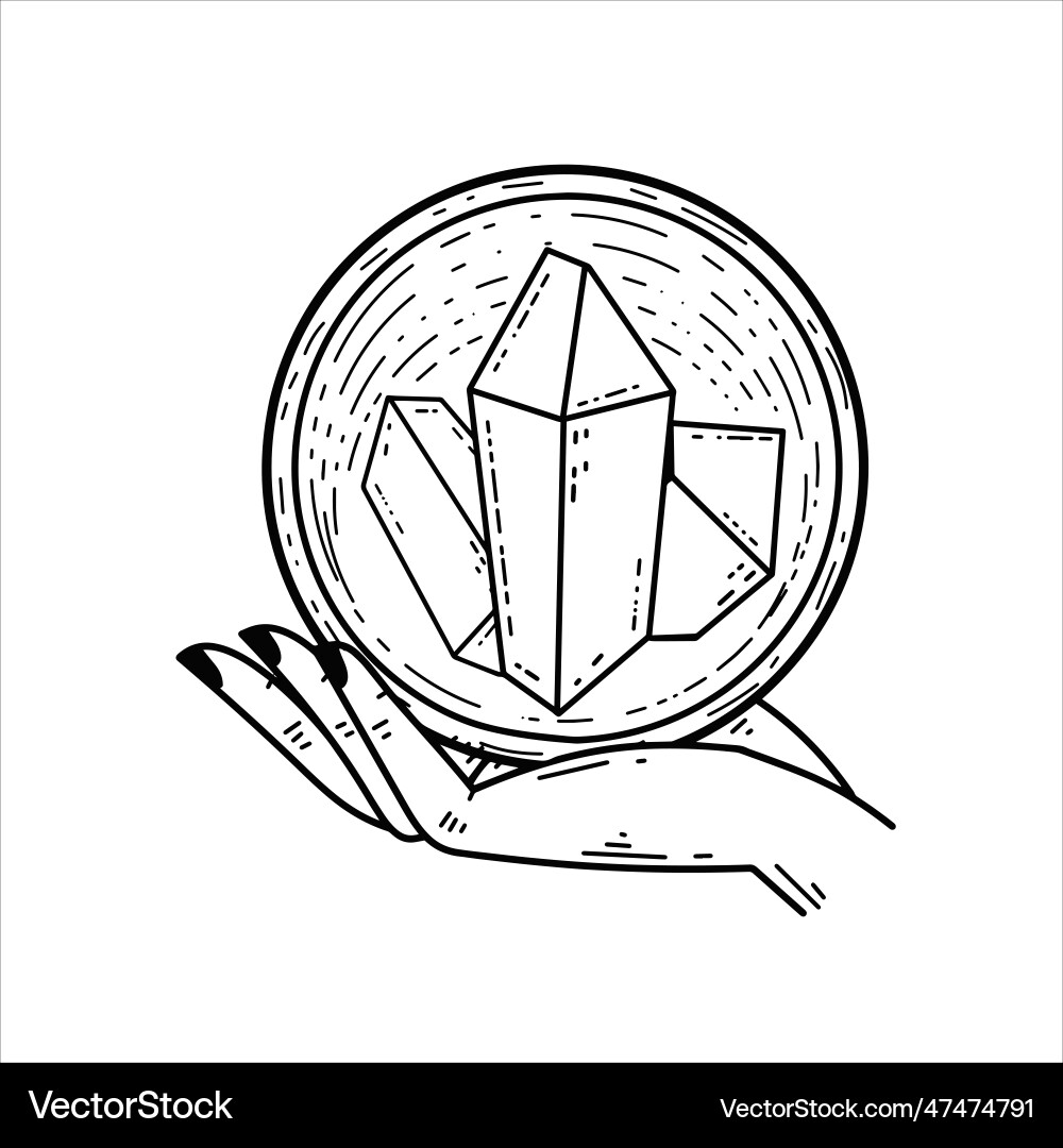 Magic crystal ball and gems in hand Royalty Free Vector