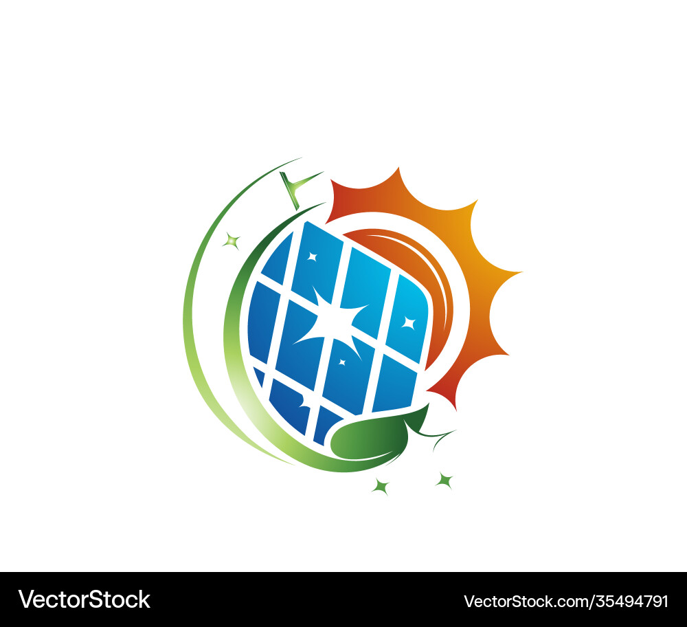 Natural cleaner solar icon logo design template Vector Image