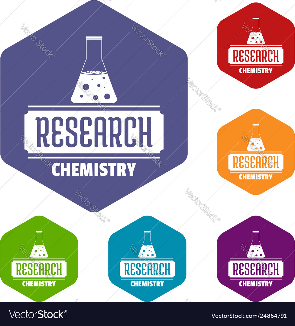 Research chemical icons hexahedron Royalty Free Vector Image