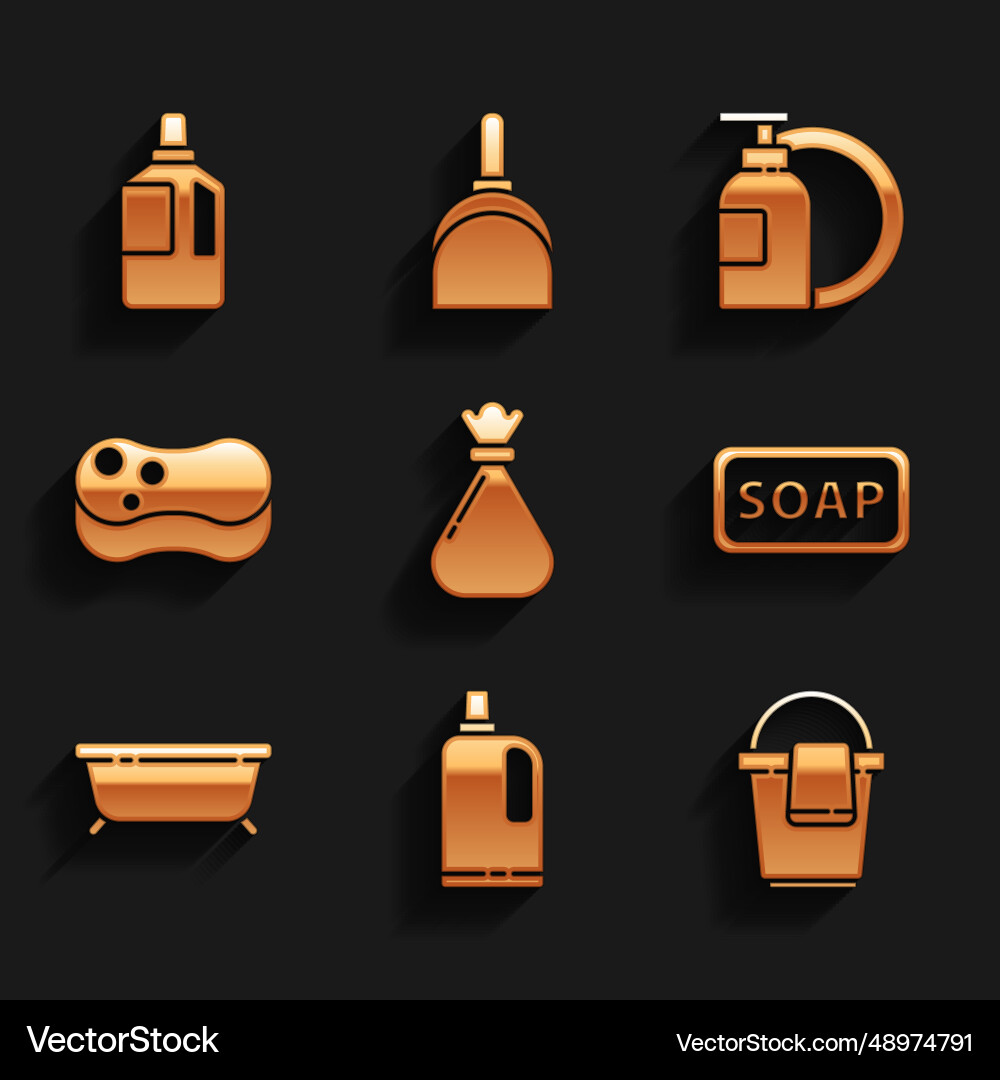 Set garbage bag fabric softener bucket with rag Vector Image