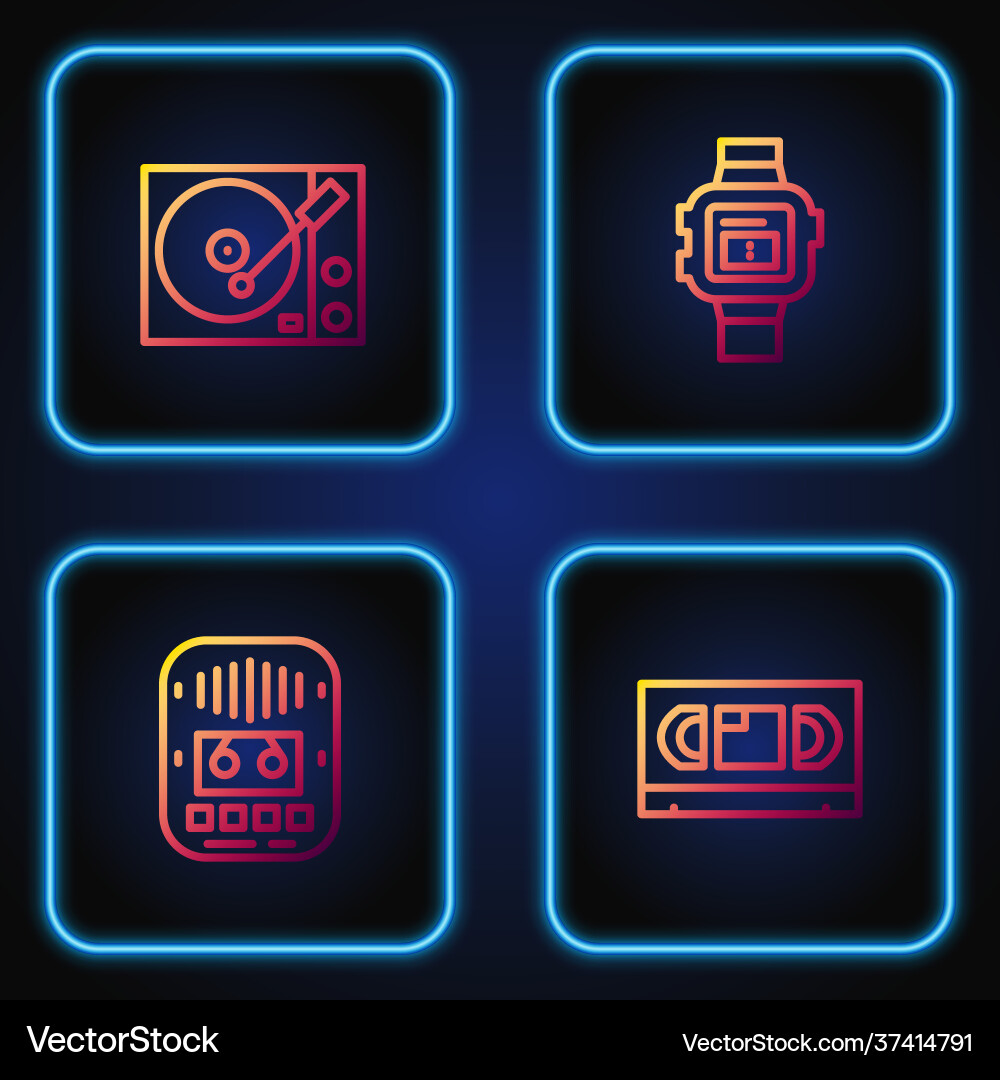 Set line vhs video cassette tape cassette player Vector Image