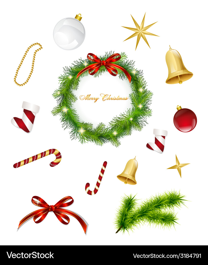 Set of christmas items Royalty Free Vector Image