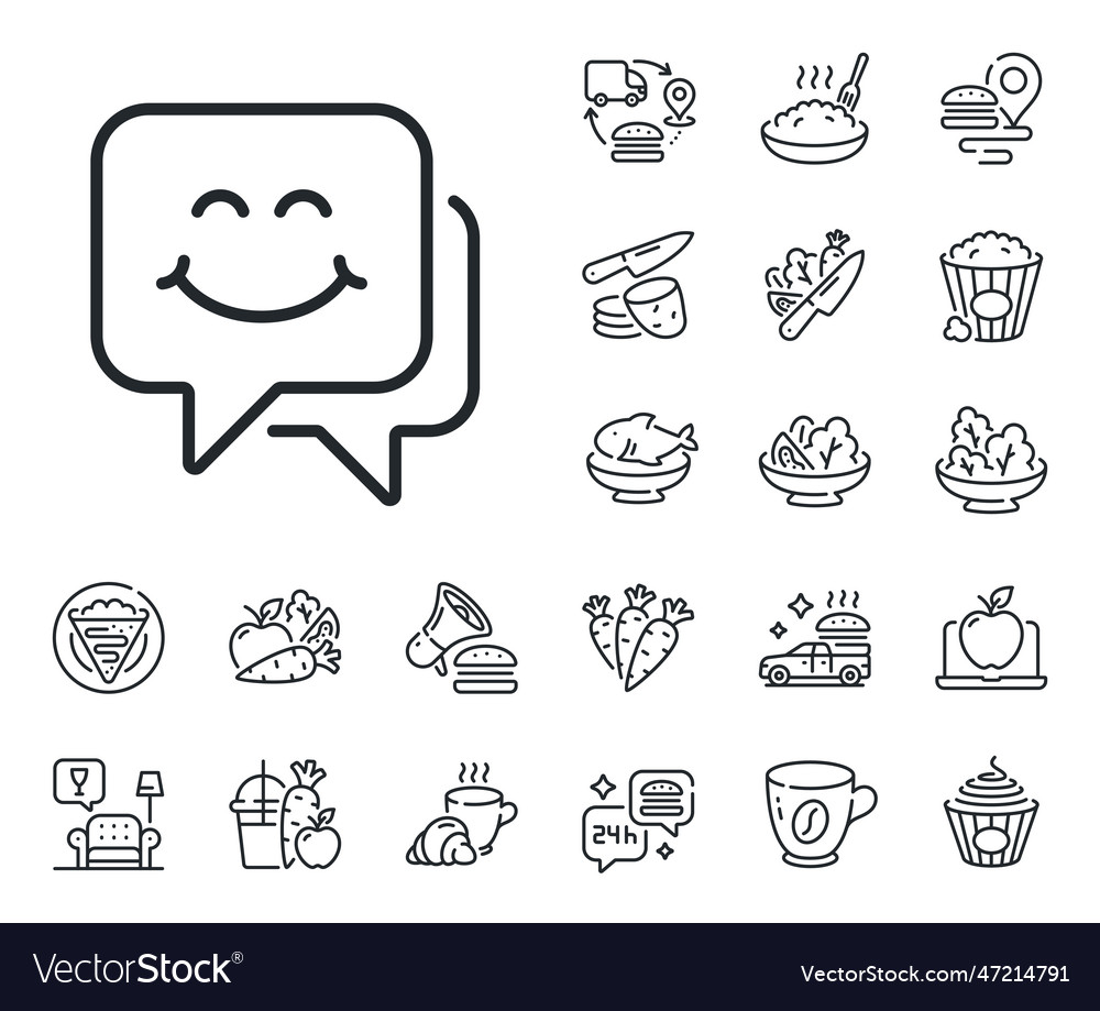 Smile face line icon happy emoticon chat sign Vector Image Smile face line icon happy emoticon chat sign Vector Image